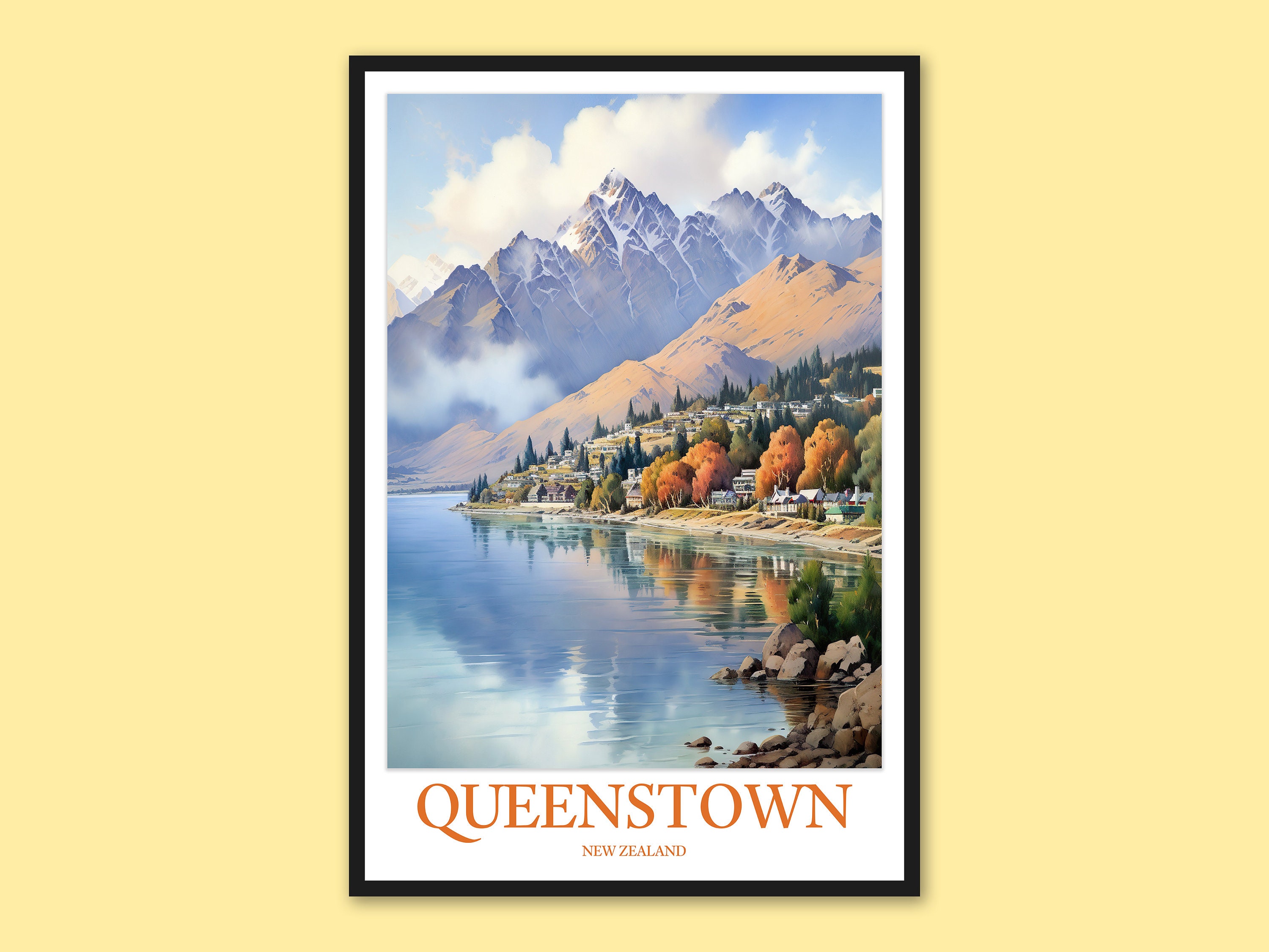 Queenstown Print Queenstown Poster Queenstown Travel Print Wall Art ...