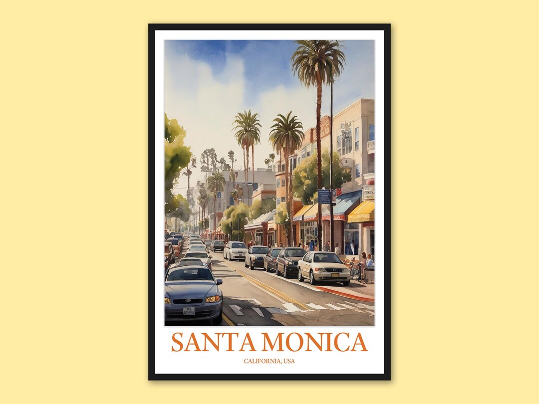 Santa Monica Travel Print Wall Art Santa Monica Poster Santa Monica ...