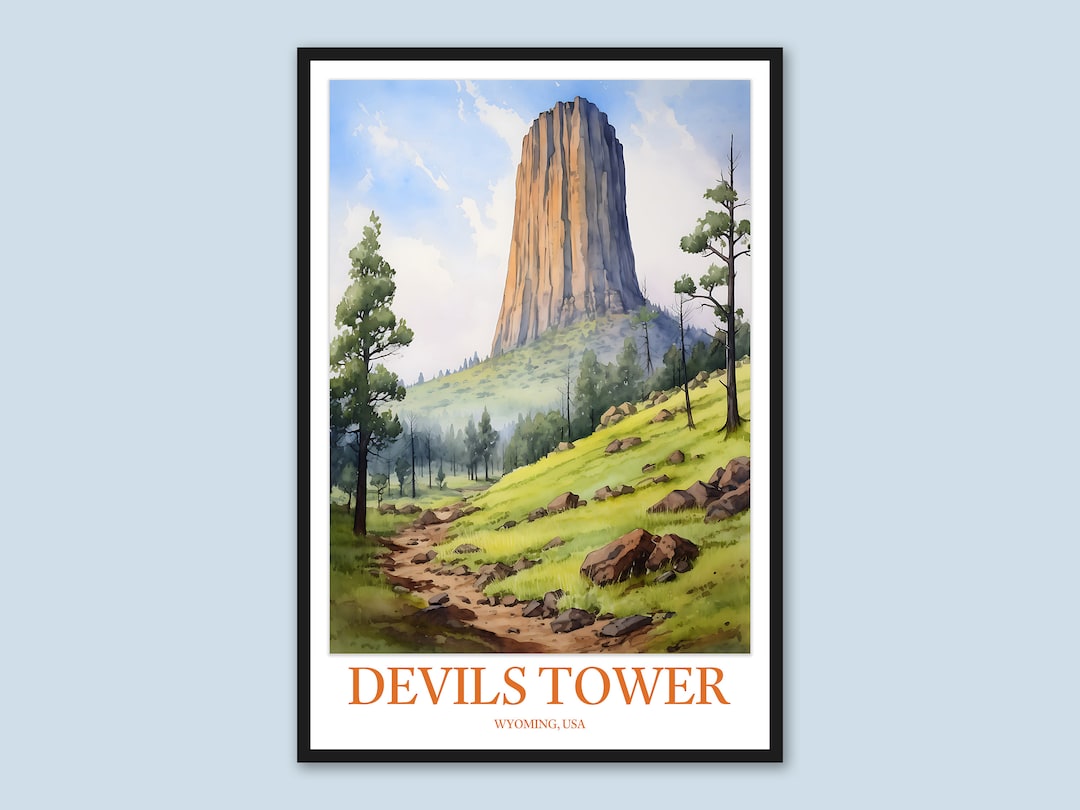 Devils Tower Poster Devils Tower Wall Art Devils Tower Print - Etsy