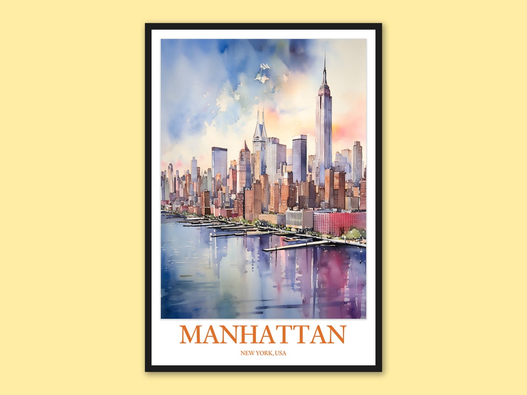 Manhattan Print Art Manhattan Poster Manhattan Wall Art Manhattan Wall ...