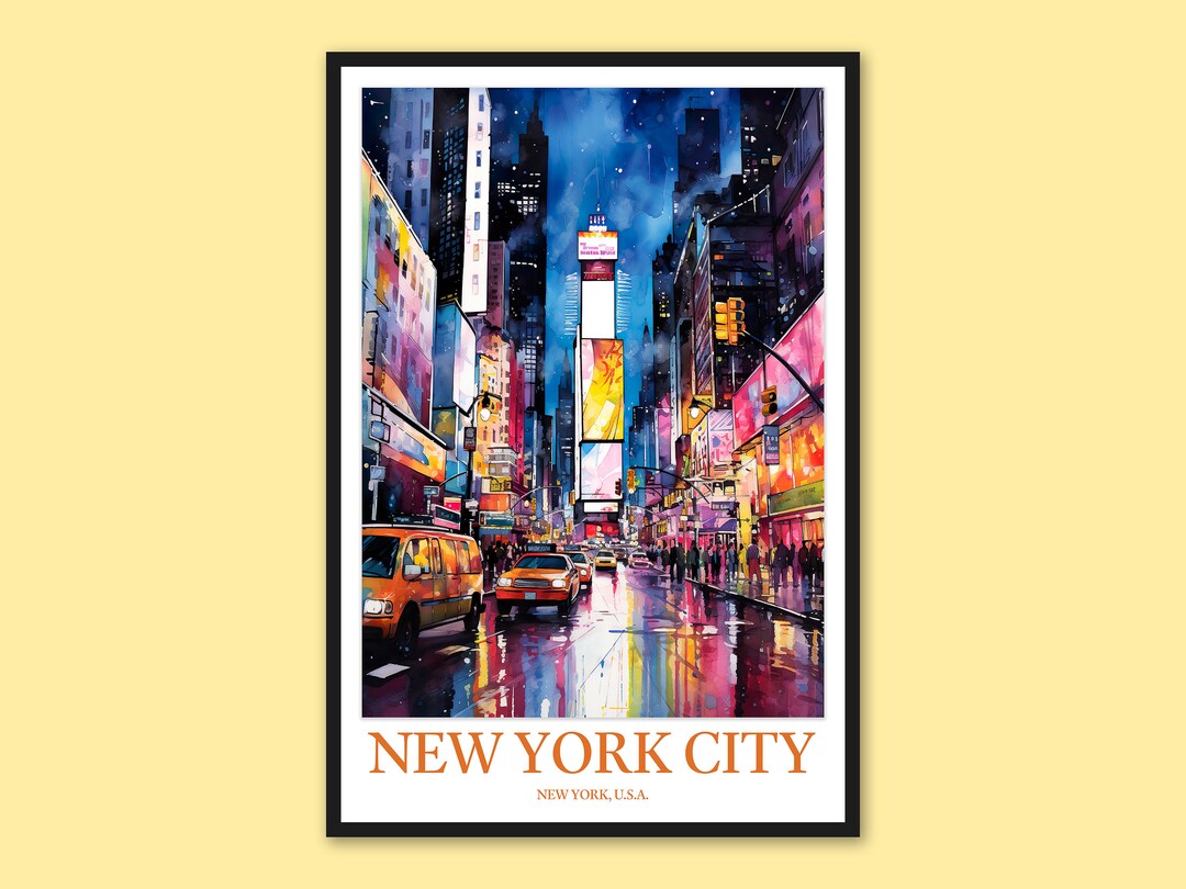Times Square Print: New York City Travel Poster - Etsy
