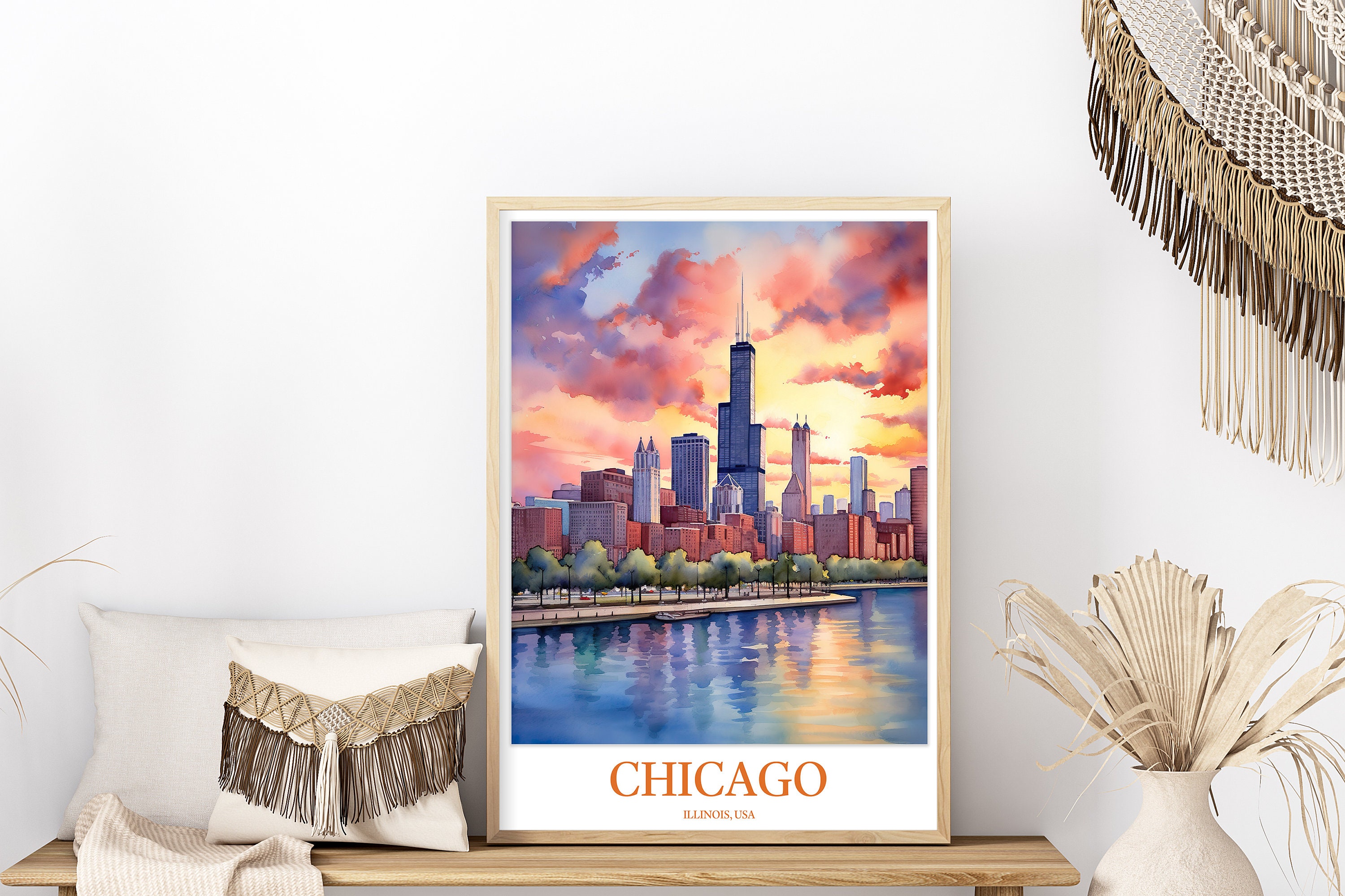Chicago Wall Art Chicago Poster Chicago Print Art Chicago Wall Decor ...