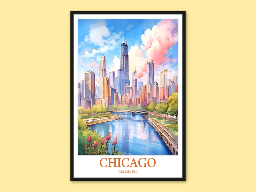 Chicago Print Art Chicago Poster Chicago Wall Art Chicago Wall Decor ...