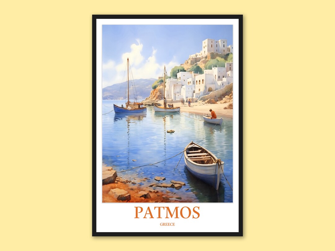 Patmos Print Patmos Poster Patmos Wall Art Patmos Wall Decor Patmos Travel Wall Art Greece ...
