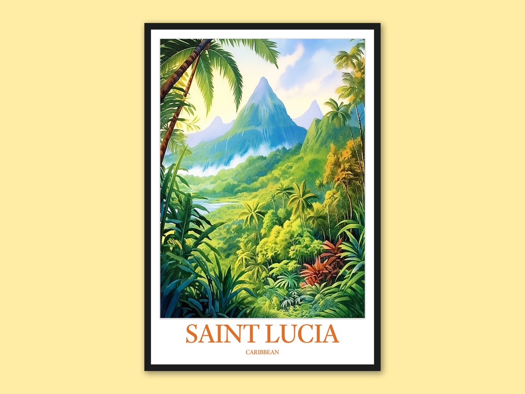 Saint Lucia Travel Poster: Caribbean Island Wall Art - Etsy
