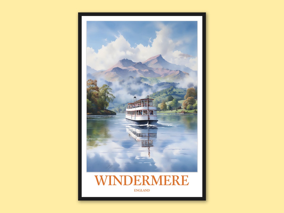 Windermere Travel Poster: Lake District England Wall Art - Etsy