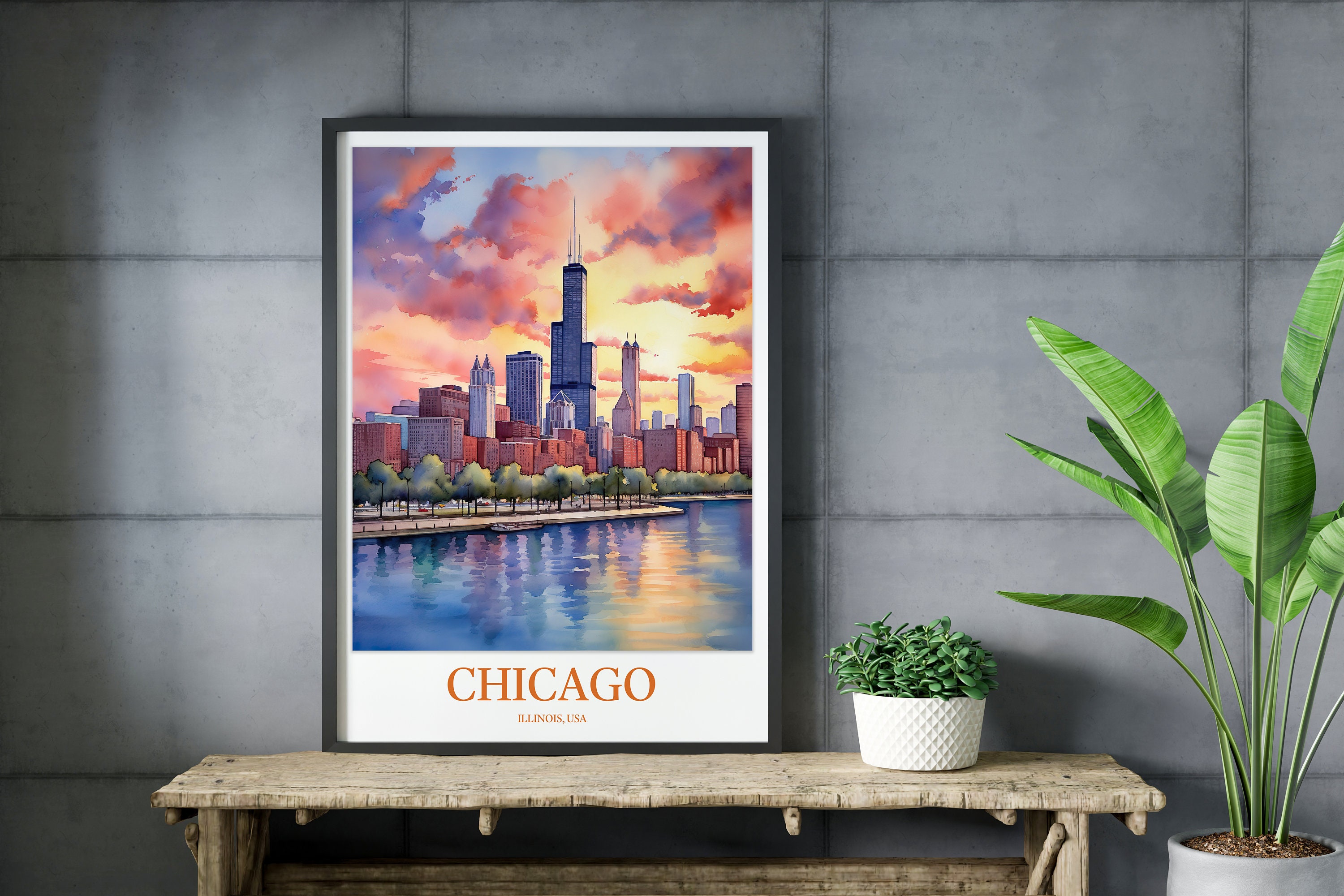 Chicago Wall Art Chicago Poster Chicago Print Art Chicago Wall Decor ...