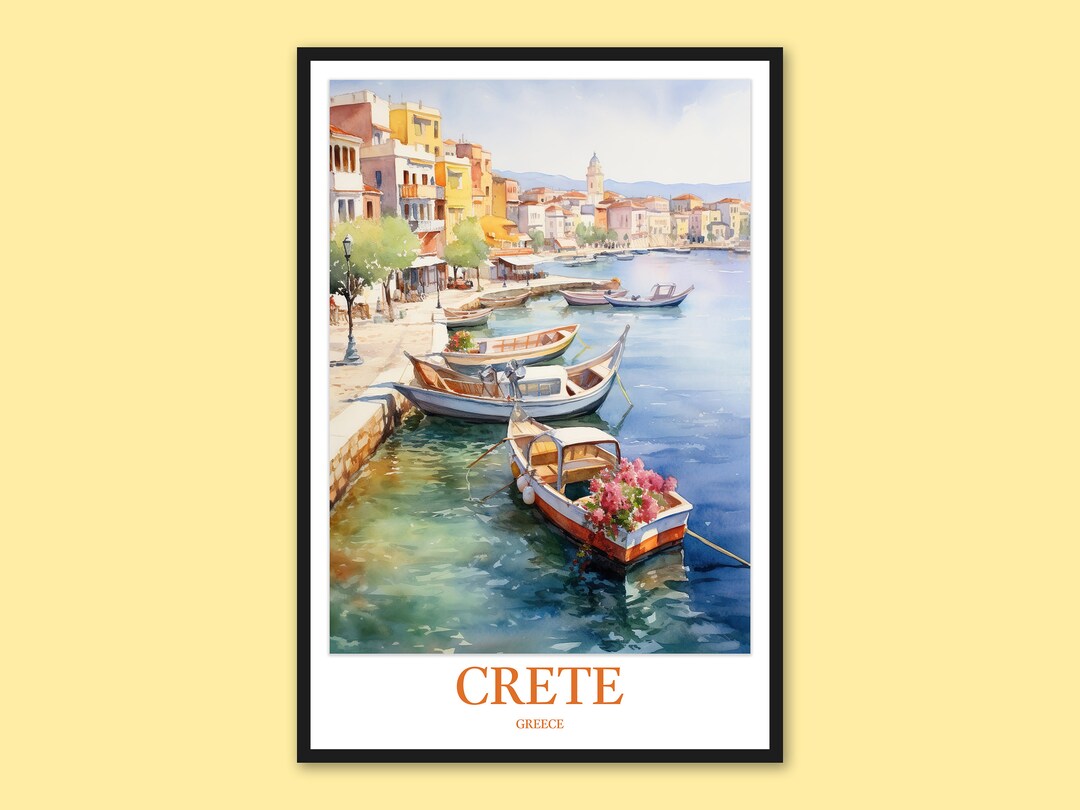 Crete Travel Poster: Aegean Sea Art Print - Etsy
