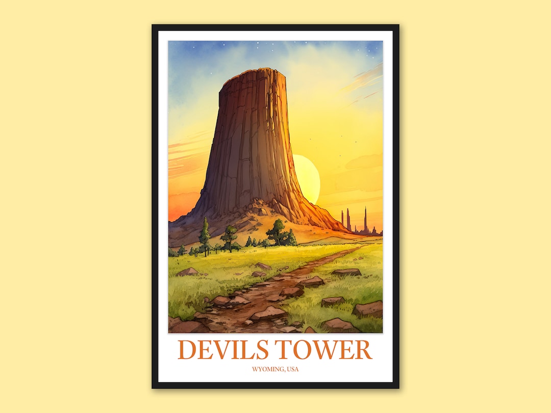 Devils Tower Print Art Devils Tower Poster Devils Tower Wall Art Devils ...