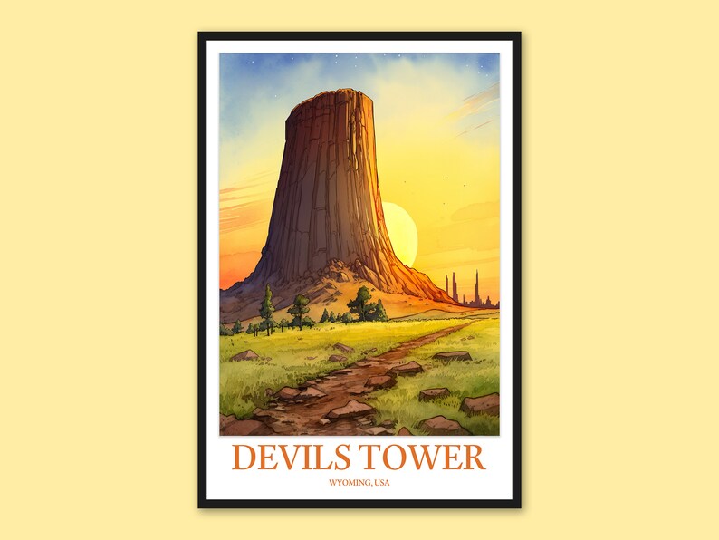 Devils Tower Print Art Devils Tower Poster Devils Tower Wall Art Devils Tower Wall Decor Devils ...