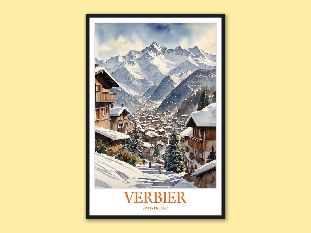 Verbier Switzerland Poster: Swiss Alps Travel Print - Etsy