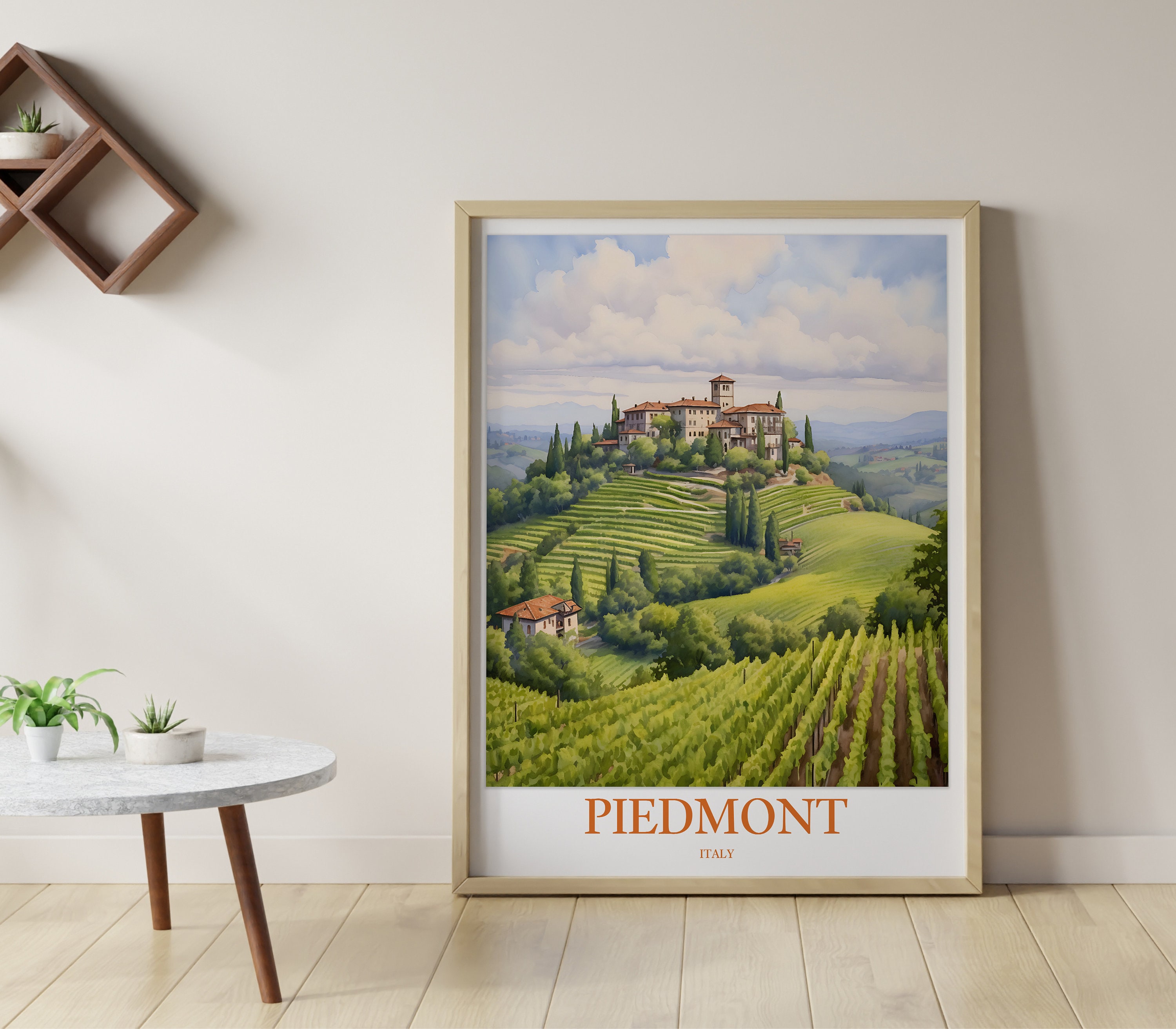 Piedmont Italy Travel Poster: Vineyard Wall Art - Etsy