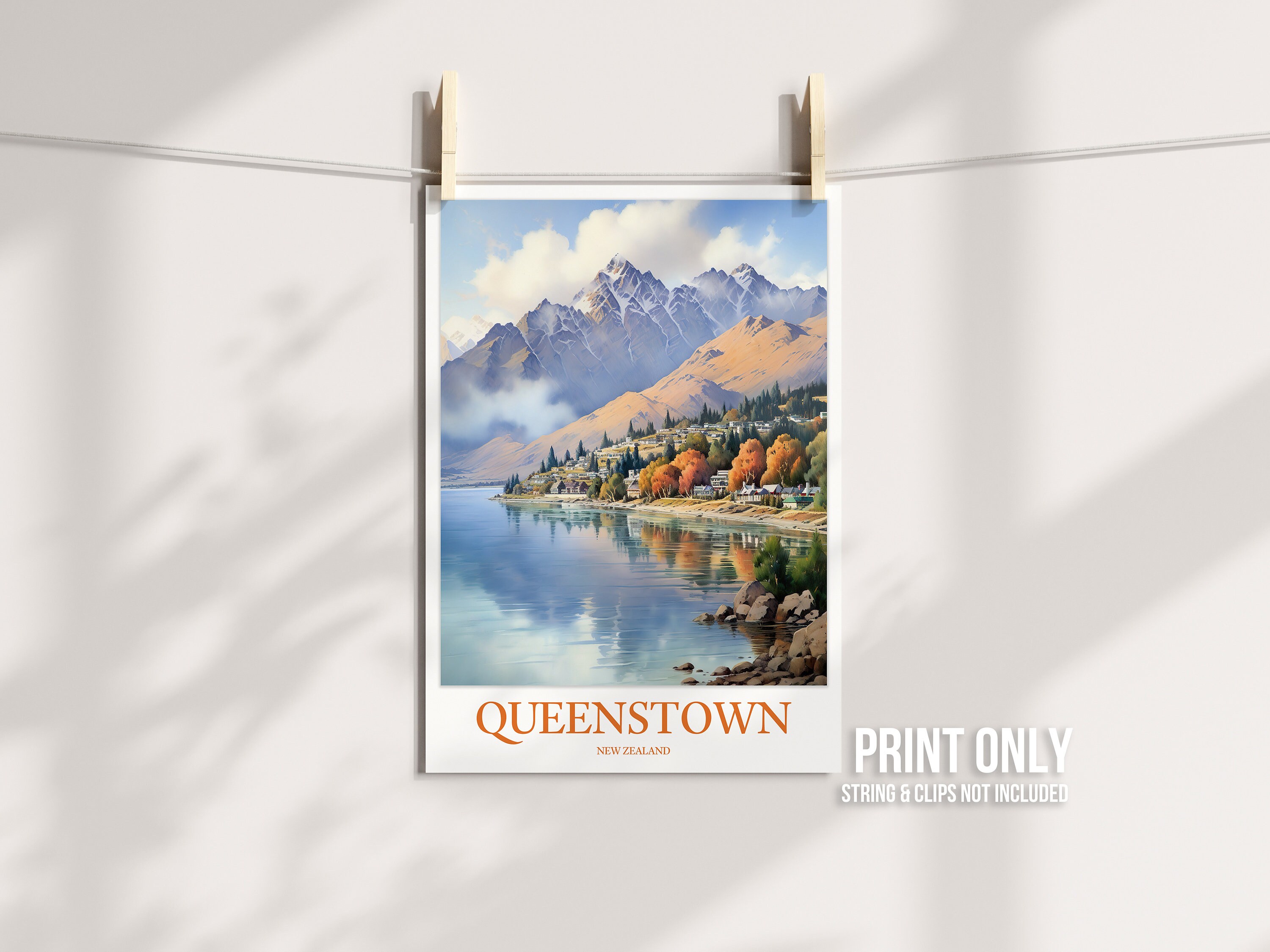 Queenstown Print Queenstown Poster Queenstown Travel Print Wall Art ...