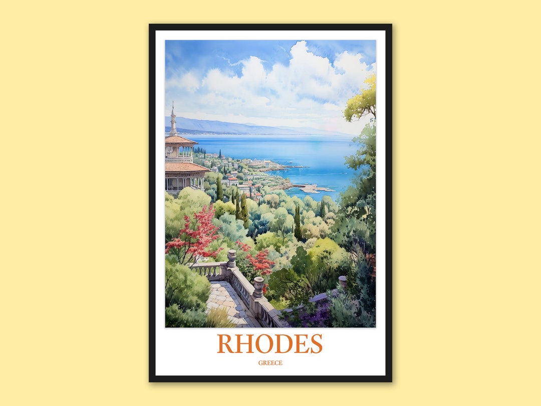 Rhodes Wall Art Rhodes Poster Rhodes Print Art Rhodes Wall Decor Rhodes ...