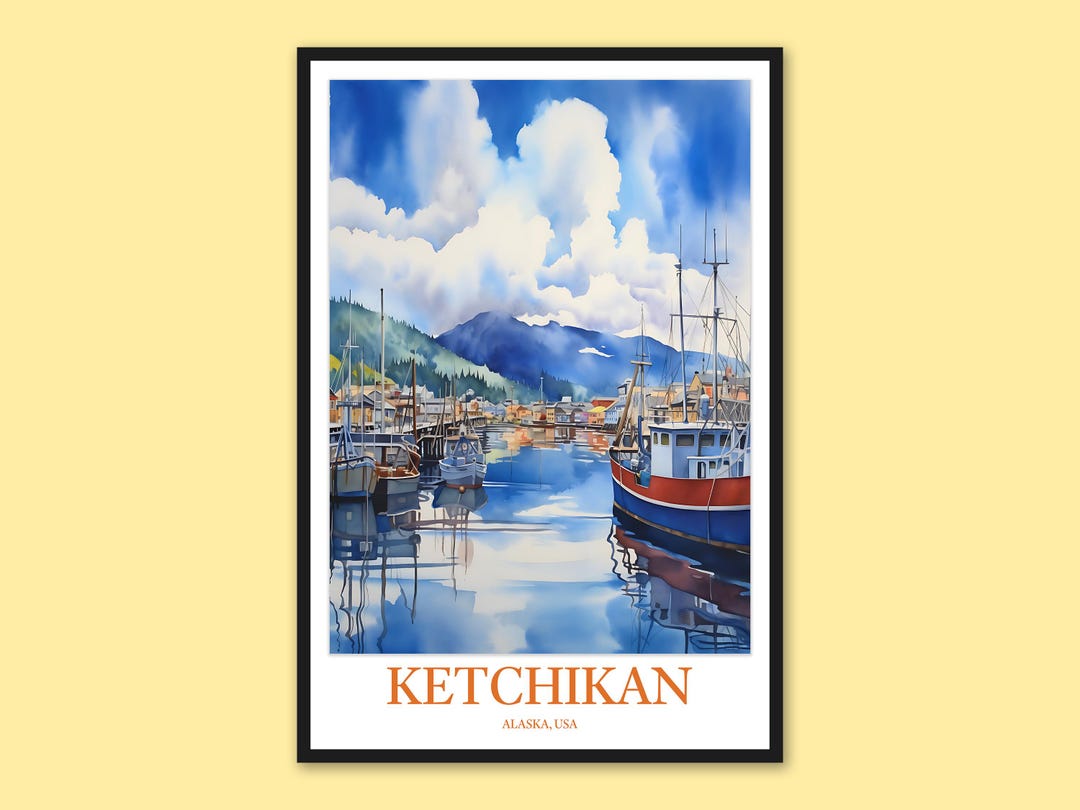 Ketchikan Alaska Harbor Art Print: Travel Poster - Etsy