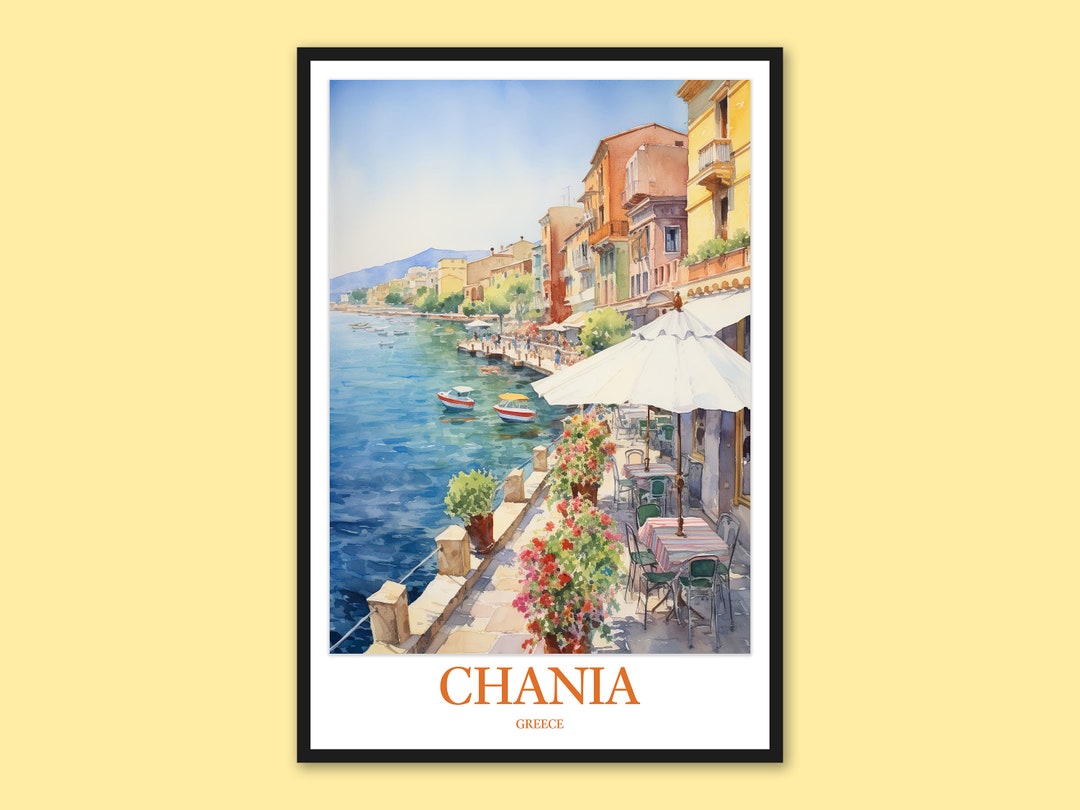 Chania Poster Chania Wall Art Chania Print Chania Wall Decor Chania Venetian Harbor Crete Island ...