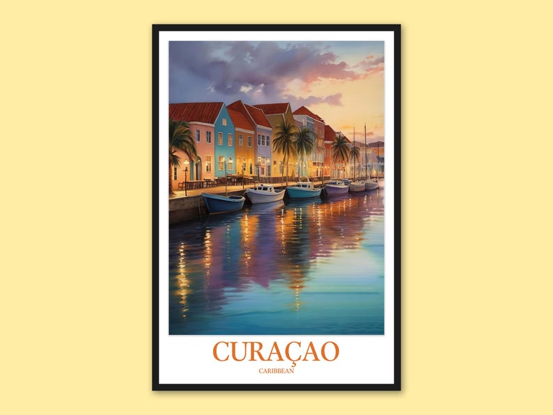 Curaçao Handelskade Watercolor Art Print: Caribbean Travel Poster - Etsy