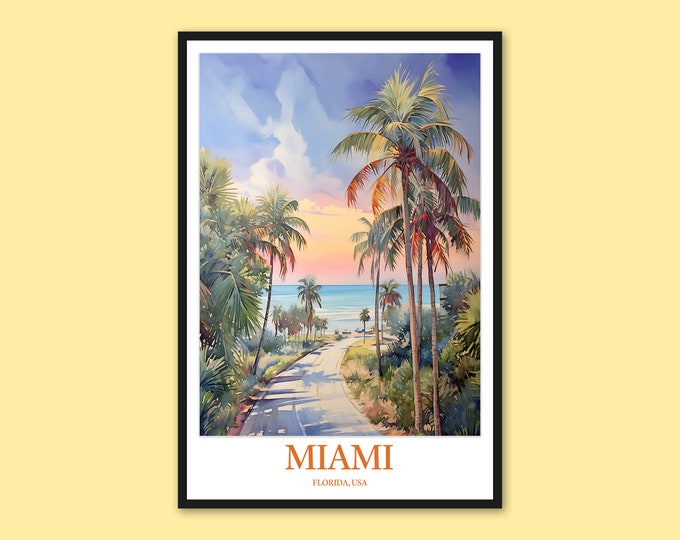 Miami Print Miami Travel Poster Miami Wall Art Miami Beach Florida ...
