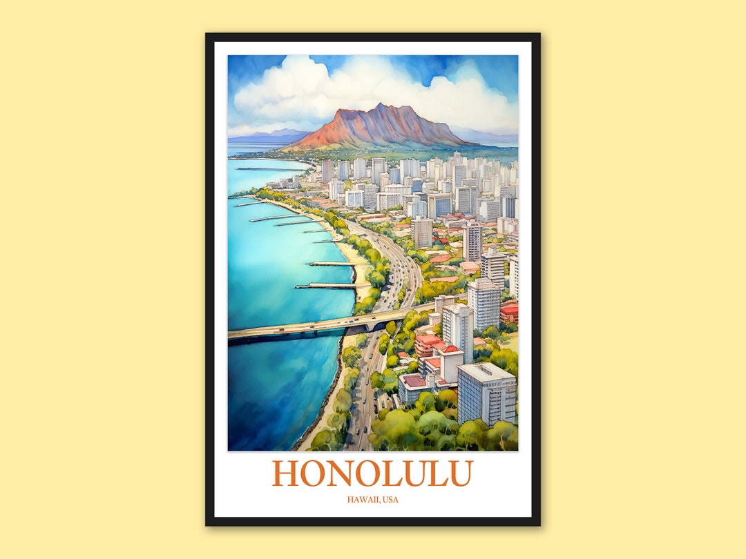 Honolulu Poster Honolulu Wall Art Honolulu Print Art Honolulu Wall ...