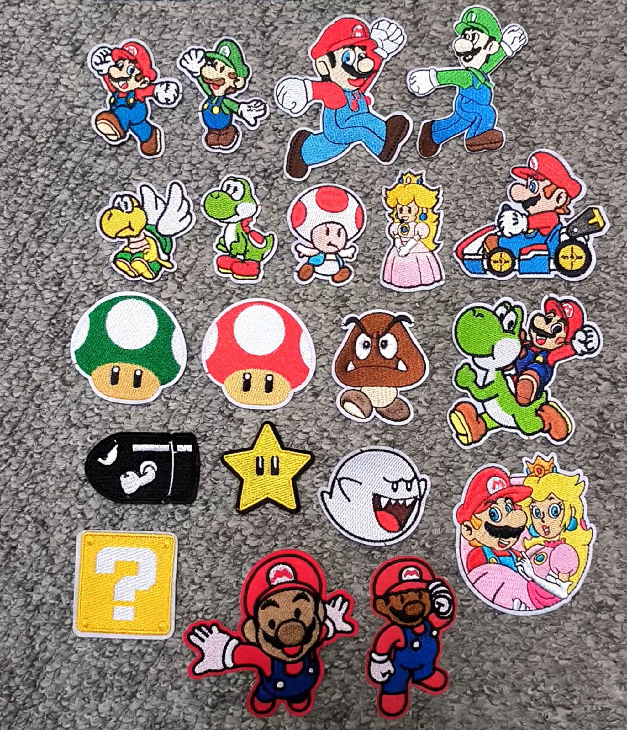Super Mario Bros Luigi Princess Mushroom Yoshi Patches Badges Iron on ...