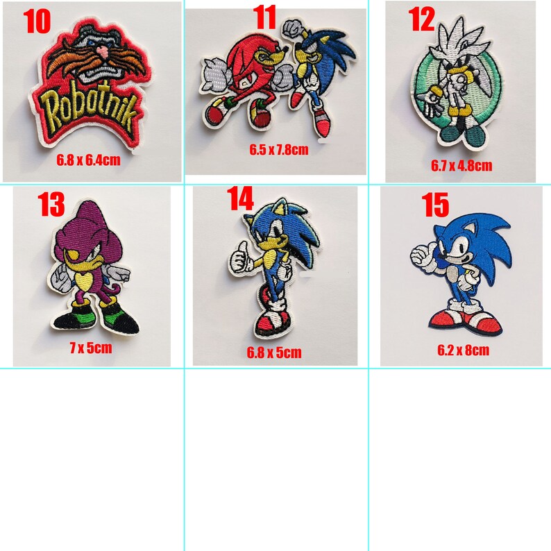 Sonic Hedgehog Tails Fox Knuckles Eggman Patch Badge Iron on Sew on ...
