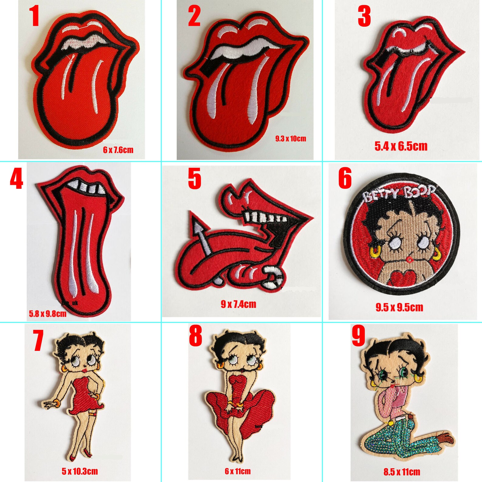 Betty Boop Red Tongue Mouth Eye Patches Badges Iron on Sew On - Etsy