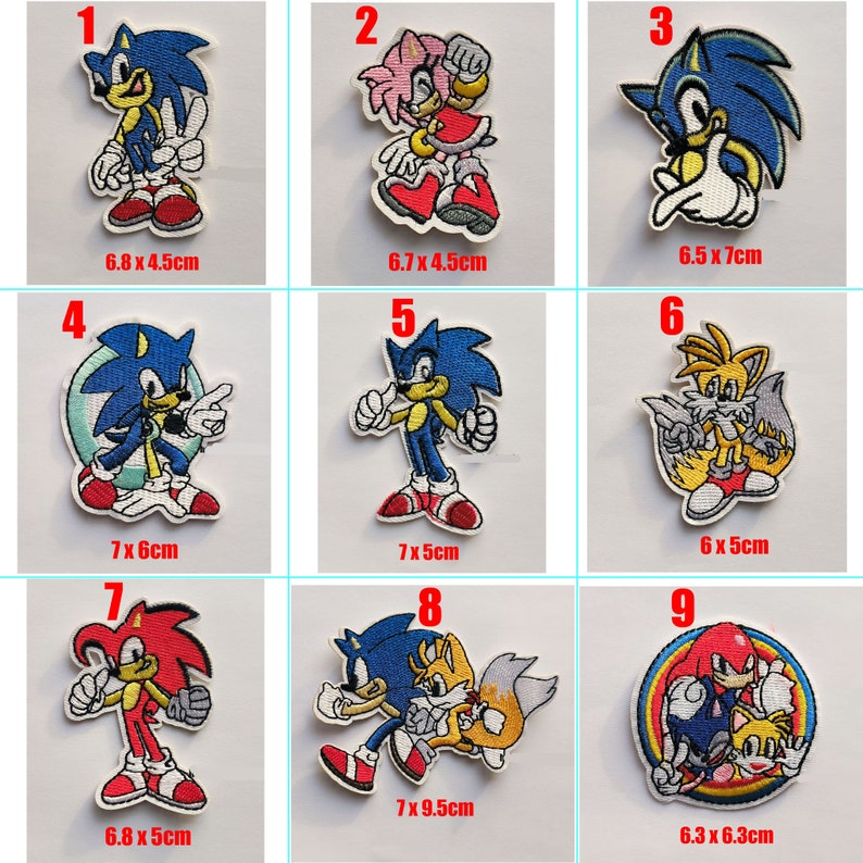 Sonic Hedgehog Tails Fox Knuckles Eggman Patch Badge Iron on Sew on ...
