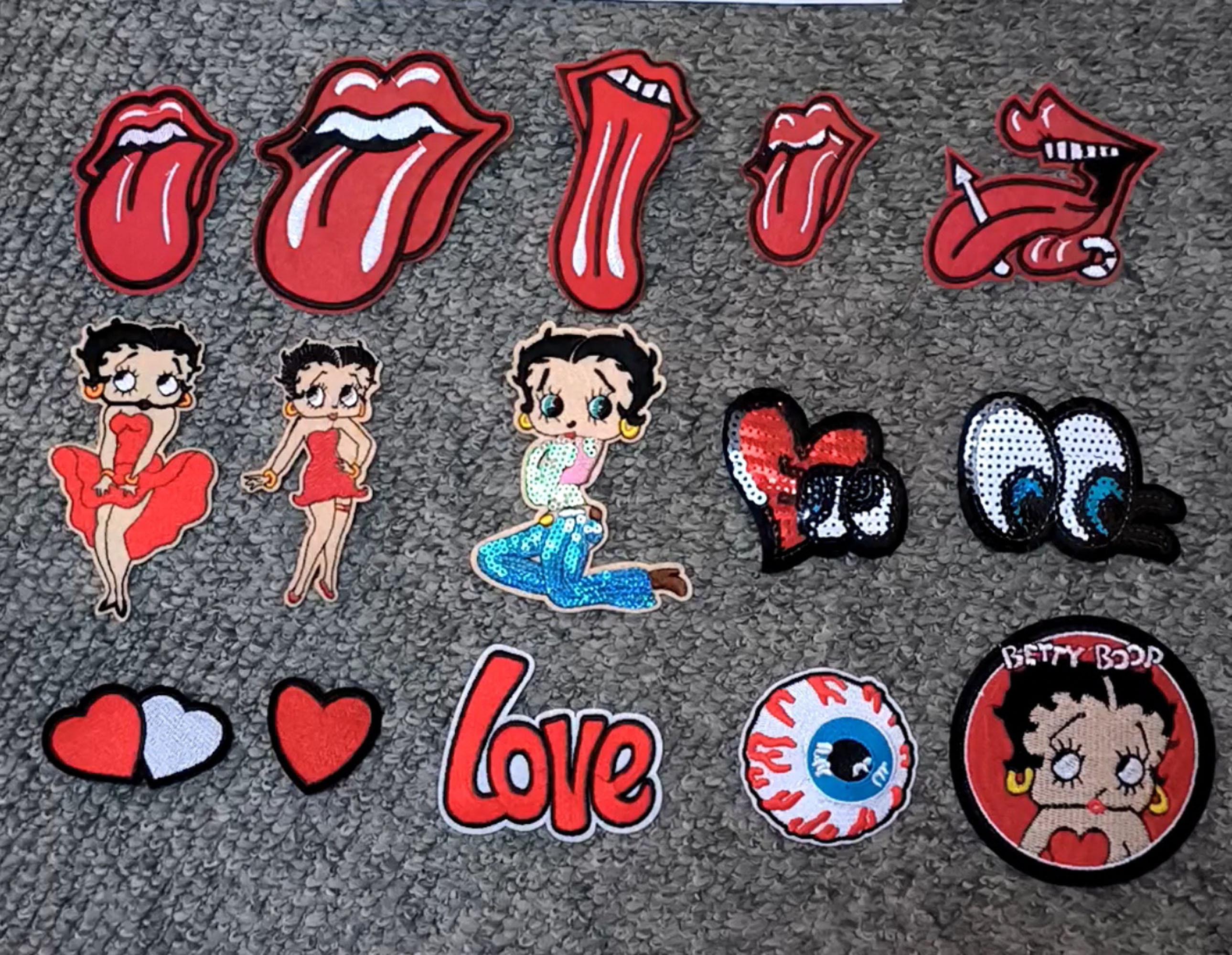 Betty Boop Red Tongue Mouth Eye Patches Badges Iron on Sew On - Etsy
