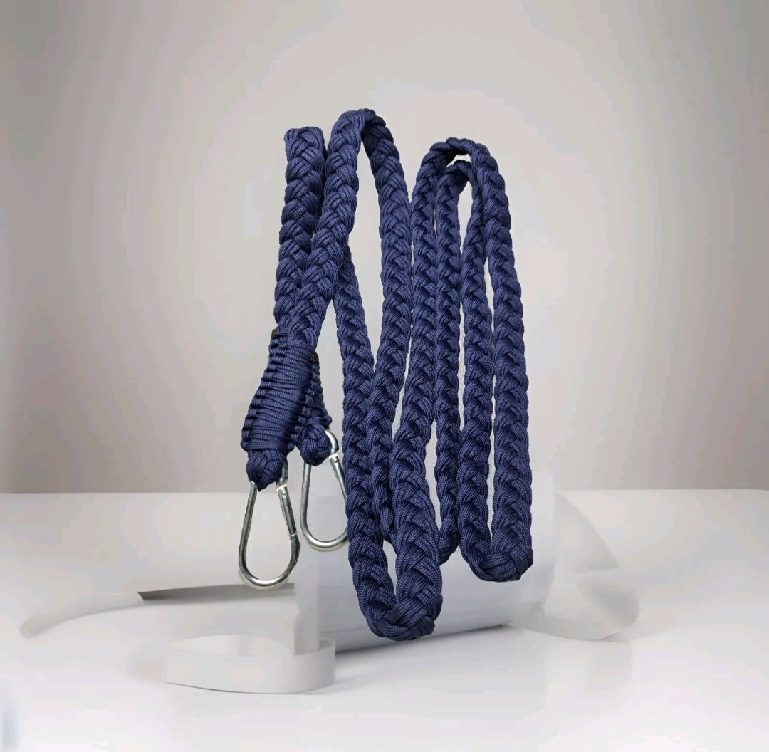 Dark Navy Blue Coloured Handwoven Paracord Reins Any Size Made Choice ...