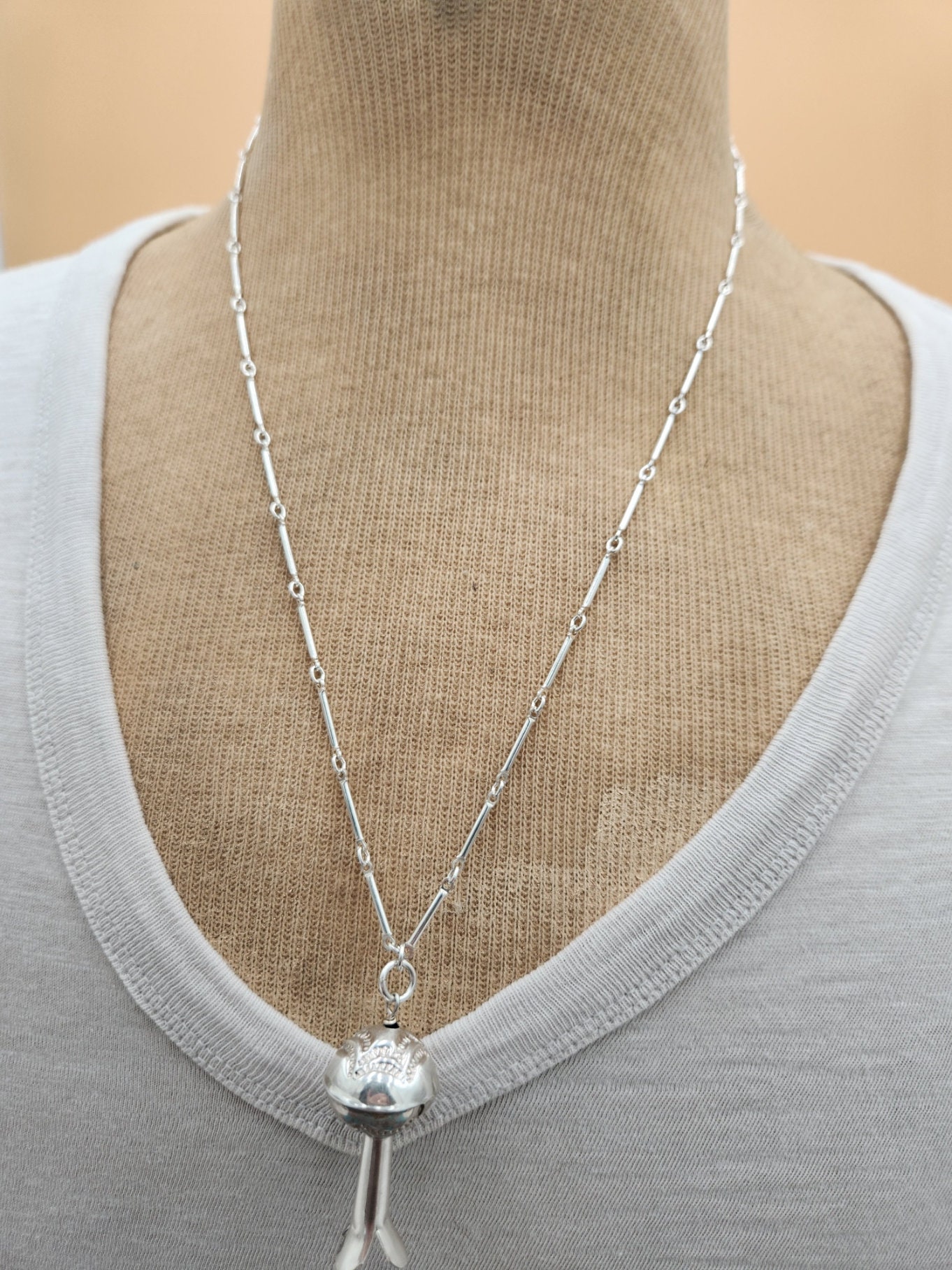 Sterling Squash Blossom Wired on 24 Inch Sterling Chain - Etsy