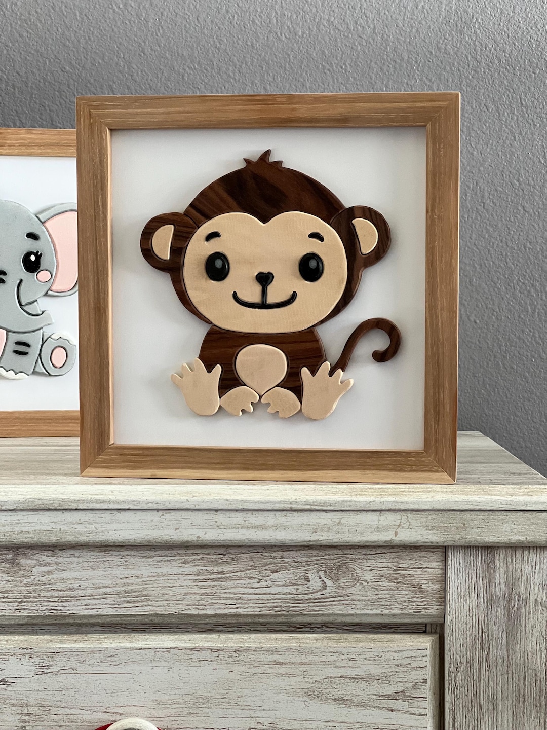 Adorable 3D Wooden Monkey Wall Art for Nursery - Etsy