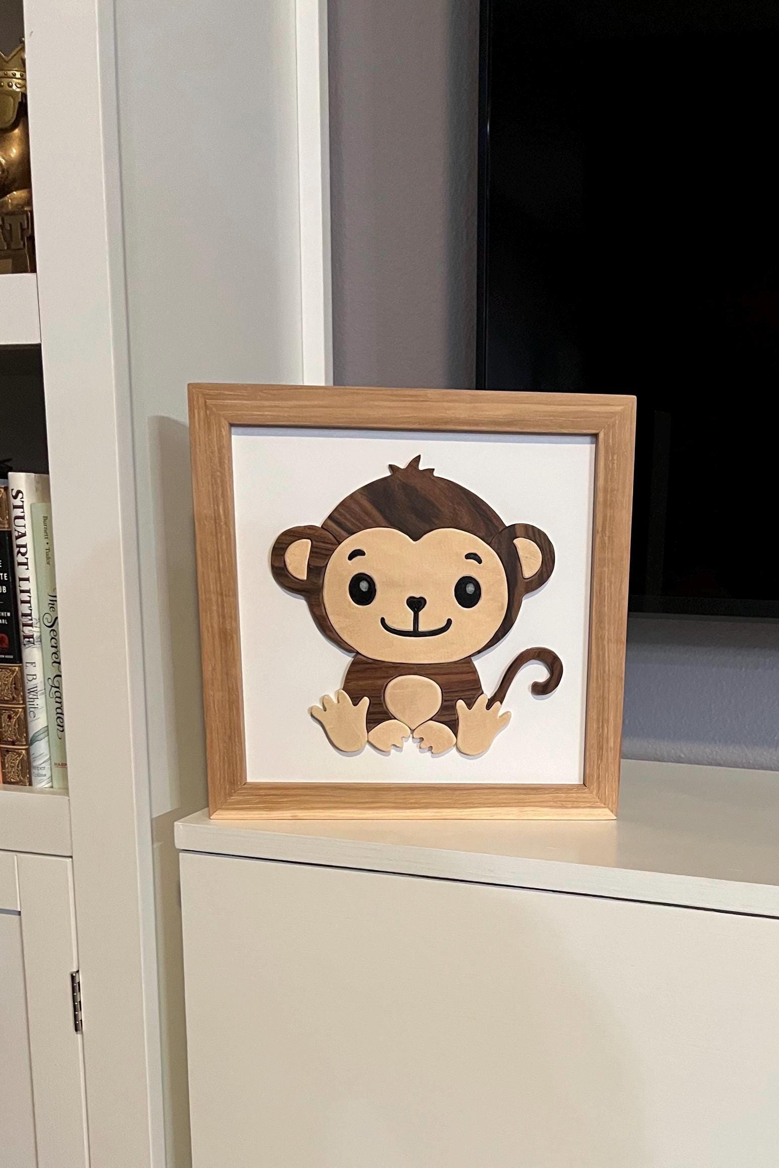 Adorable 3D Wooden Monkey Wall Art for Nursery - Etsy