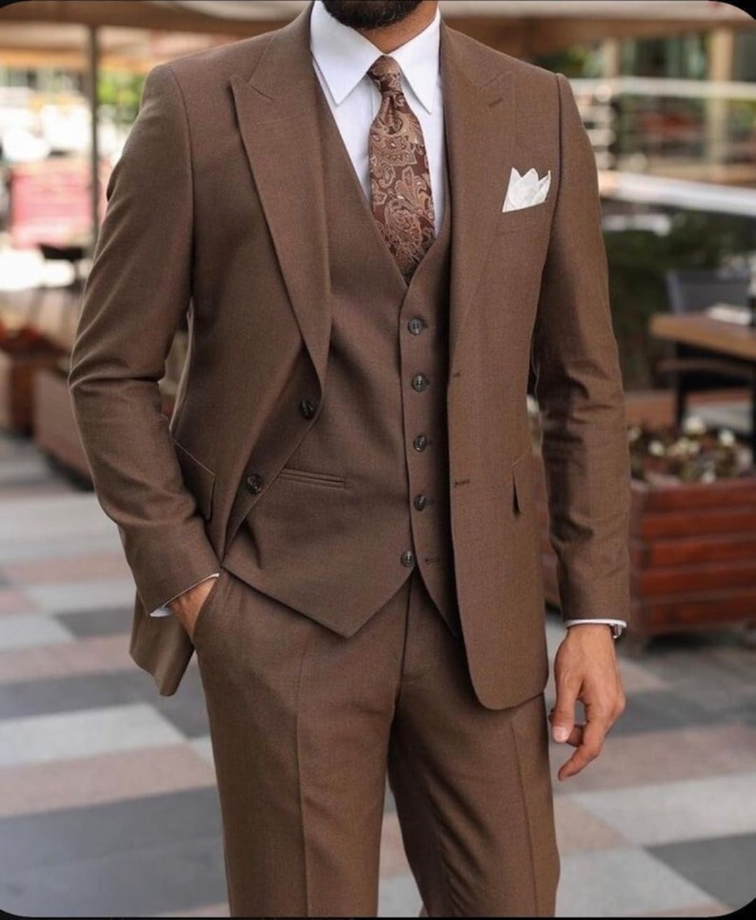 UK & US Trendy Suits Dark Brown 3 Piece Suit Men's - Etsy