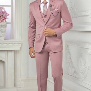 Men's Premium Dusty Rose Suit, 3 Piece Suit Wedding, Party Wear Outfits ...