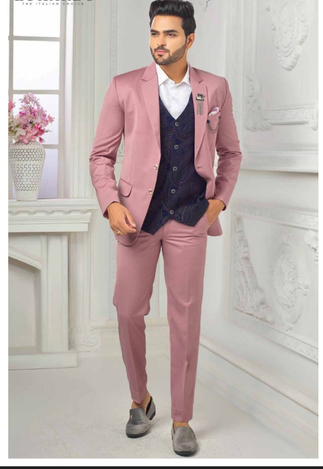 Dusty Rose Italian Slim-fit Suit/ Dusty Rose 3 Piece Suit, Prom Outfit ...