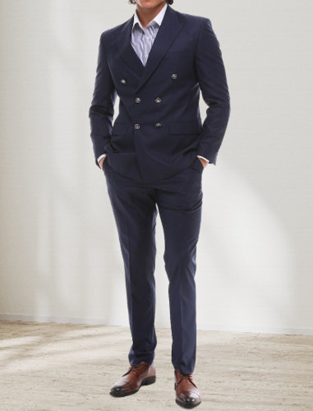 Suit for Men's,premium,navy Blue Double Breasted Suit,party Wear Suit ...