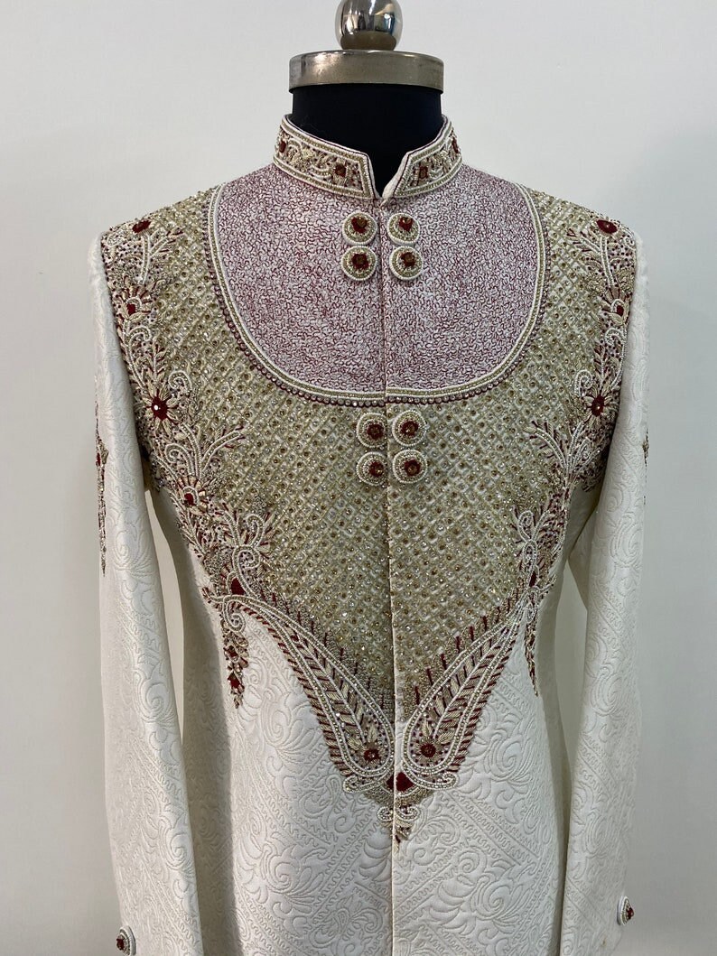 Men's Wedding, White Sherwani, Handwork Sherwani, Men's Ethnic Wear ...