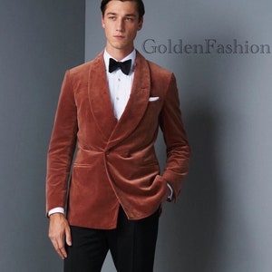 Rust Brown Tuxedo Velvet Blazer, One Button Coat, for Men Tuxedo Jacket ...