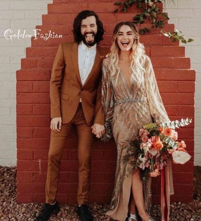 Luxury Suit for Men's, Rust 2 Piece Suit/ Men's Wedding Suit Elegant ...