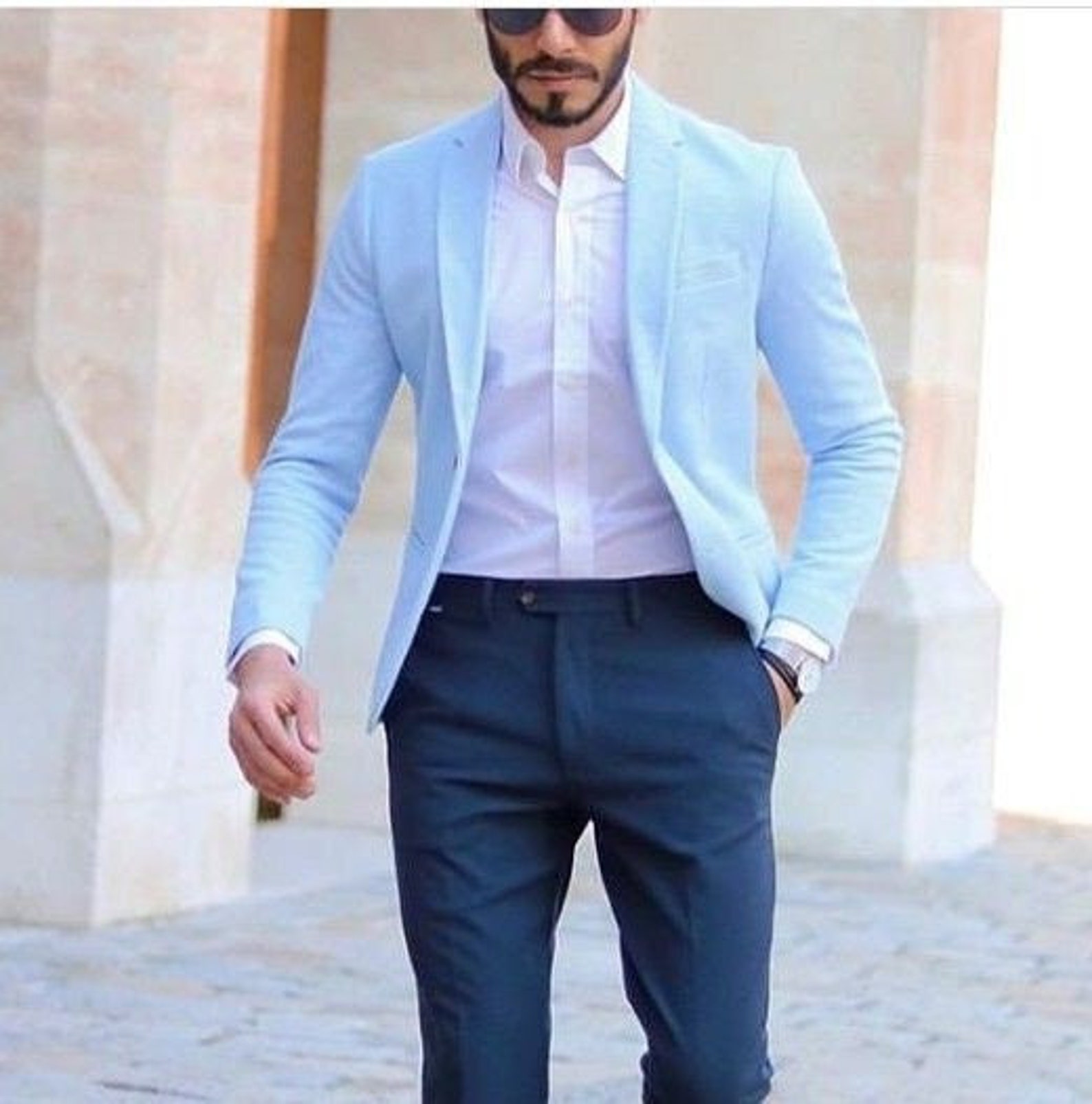 Jacket for Men, Casual, Sky Blue Jacket for Men, Wedding Wear , Gift ...