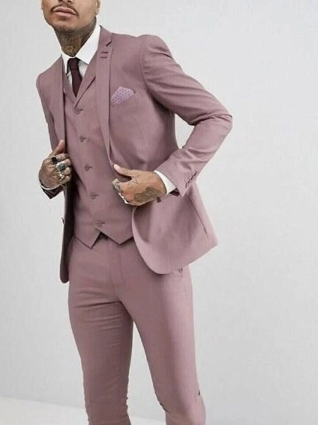 Men's Premium/dusty Rose 3 Piece Suit, for Men's, Wedding Wear Suit ...