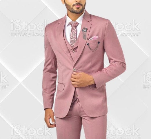 Men's Premium Dusty Rose Suit, 3 Piece Suit Wedding, Party Wear Outfits ...