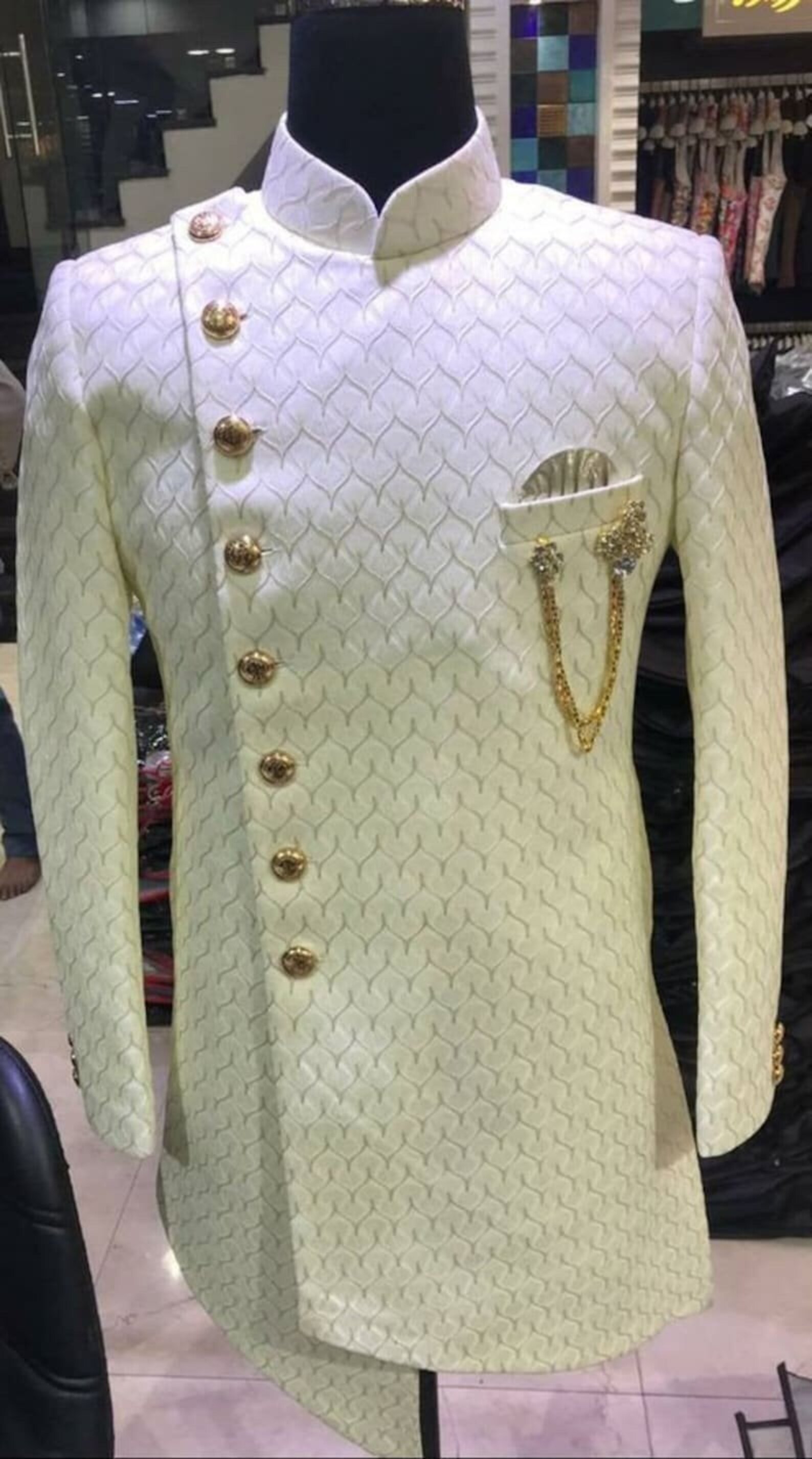 Men's Classy, White Sherwani for Men, Men's Wedding Sherwani, Groomsmen ...