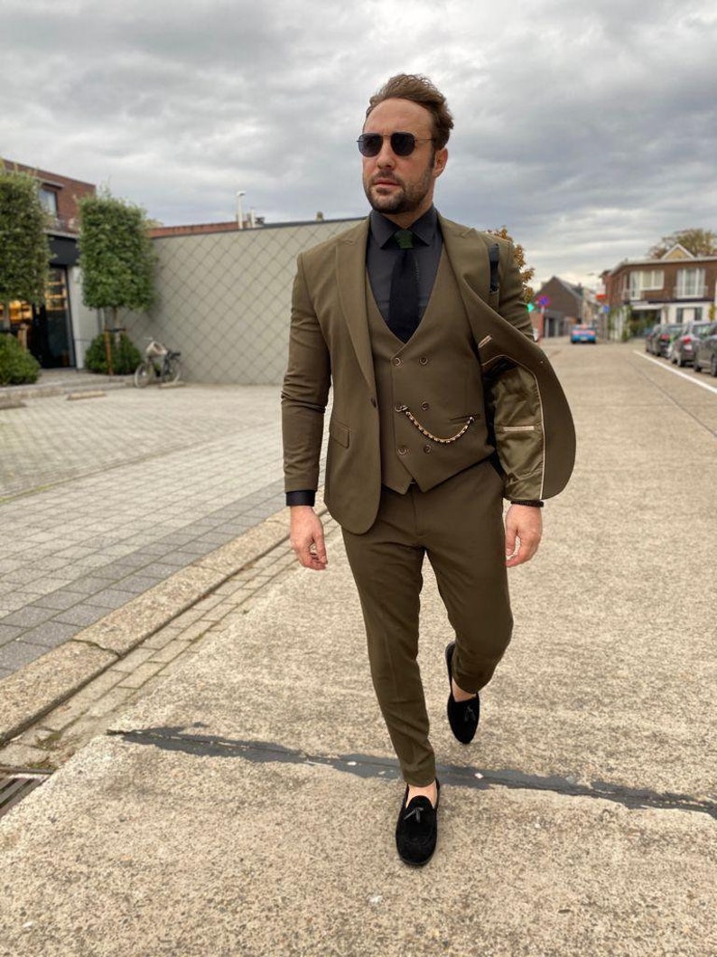 Olive Green Suits Are One of the Most Preferred Colors for Weddings ...