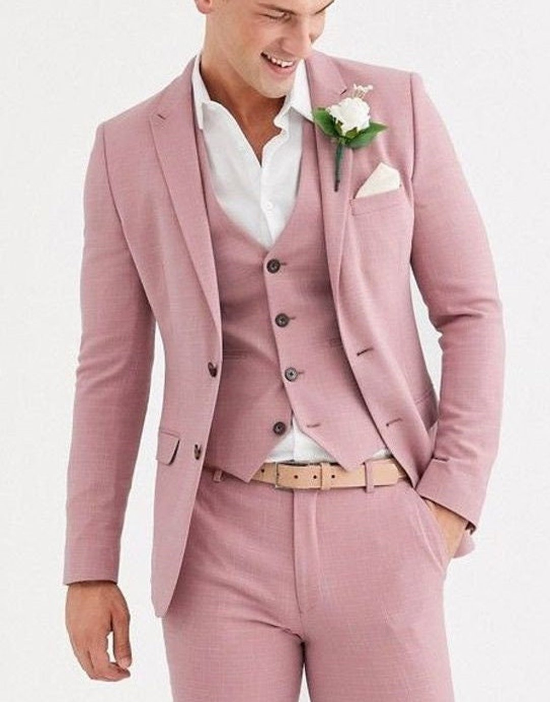 Italian Cut Suit, Dusty Rose 3 Piece Suit, Wedding Suit, Prom Bespoke ...