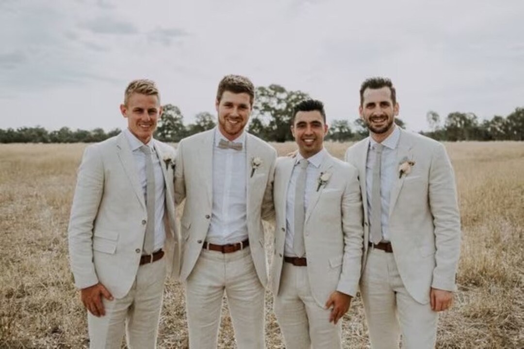 Suits for Men’s, Beige Linen 2 Piece Suit, Men Wedding Clothes ...