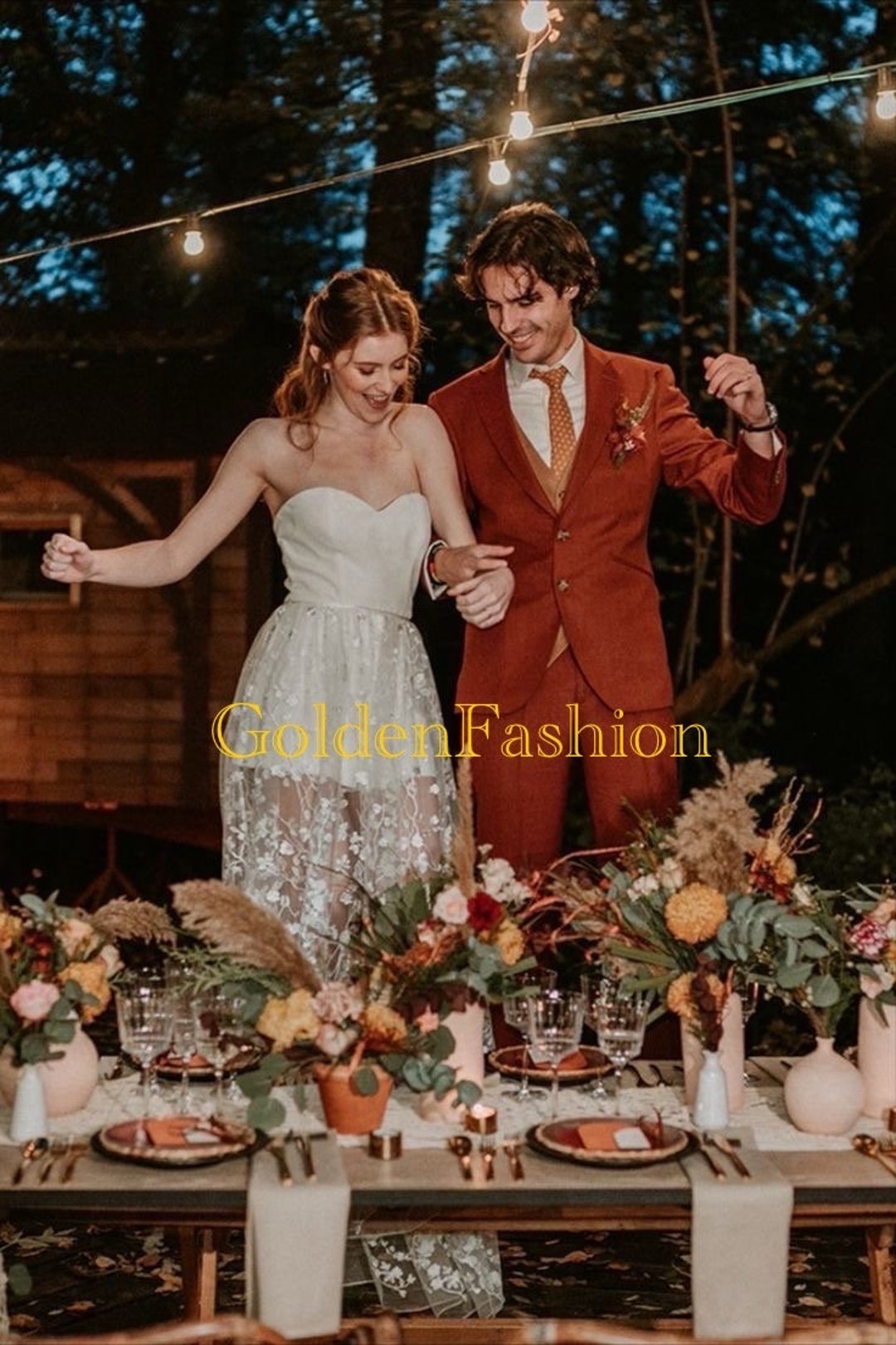 Wedding Suits Mens , Rust 2 Piece Suit/ Men's Wedding Suit Elegant Suit ...