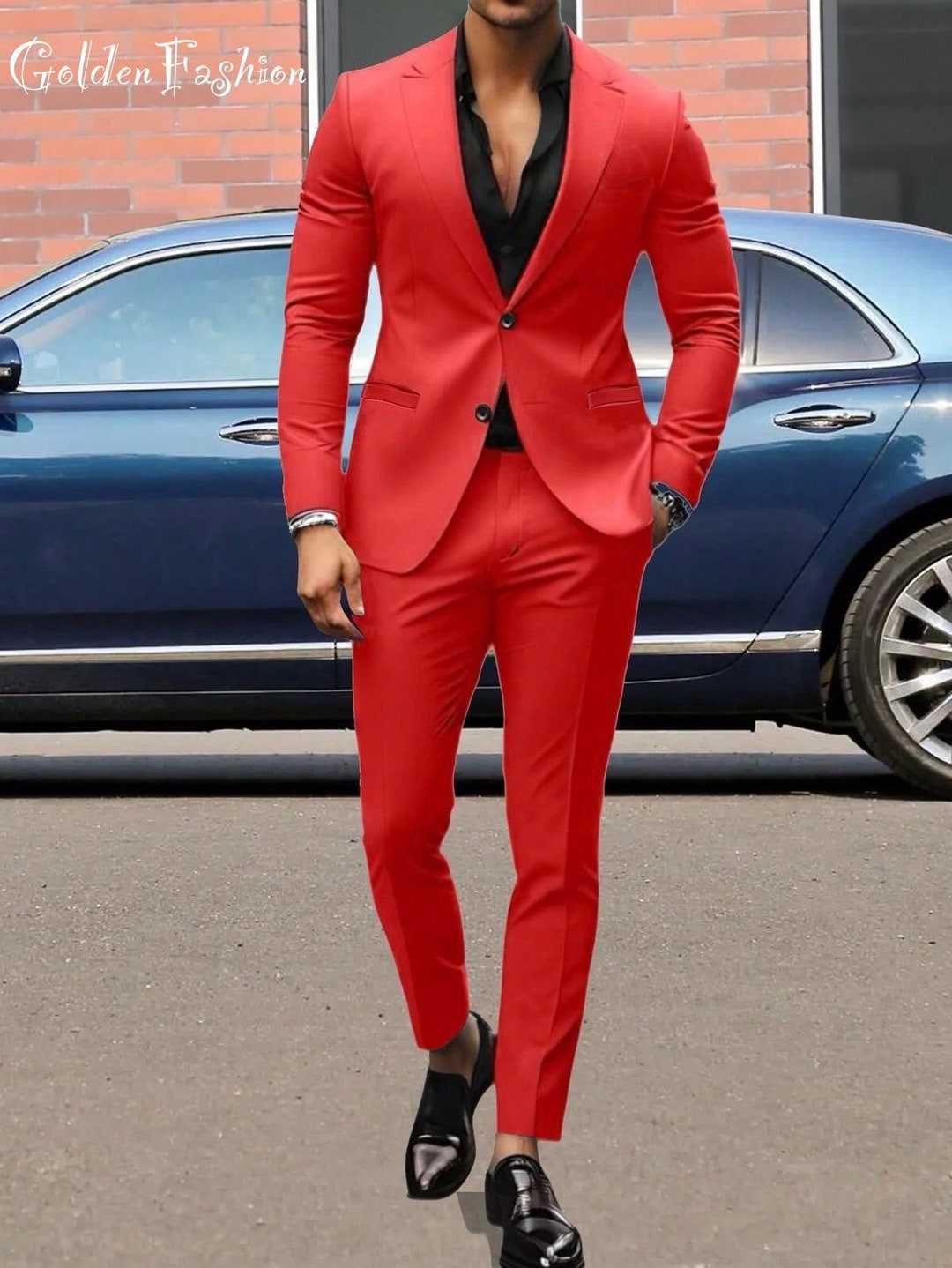 Men's Groom Suit, Classic Red 2 Piece Suits,dinner Suits Bespoke Formal ...