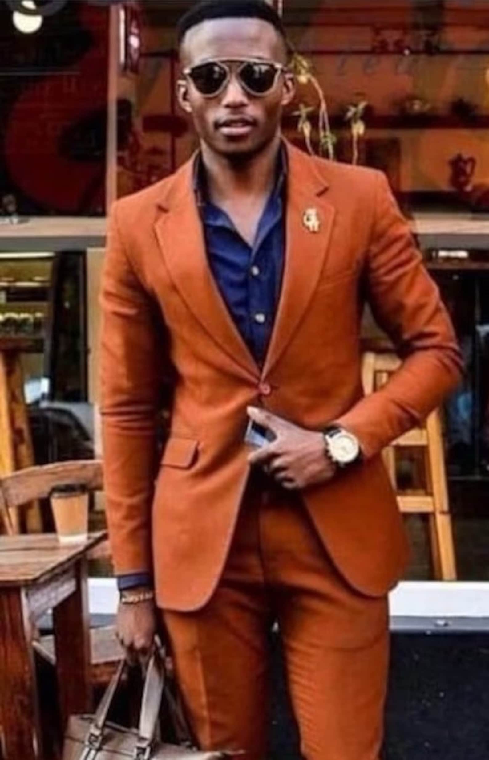 Man Luxury Suits , Premium Rust Orange 2 Piece Suit, Wedding Suit ...