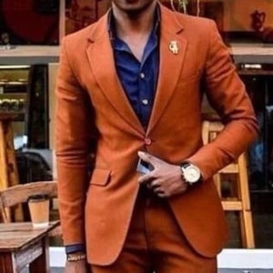 Man Luxury Suits , Premium Rust Orange 2 Piece Suit, Wedding Suit ...